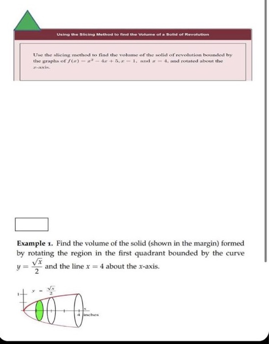 Solved Using the Slicing Method to find the volume of a | Chegg.com