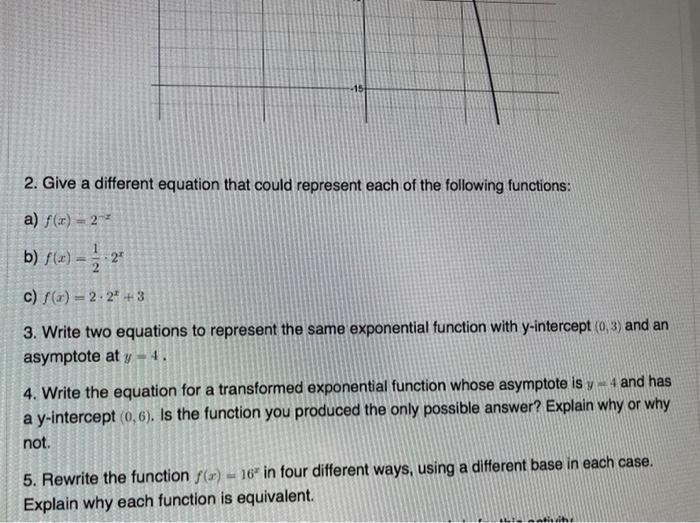 Solved 1. Write an equation to represent each of the | Chegg.com