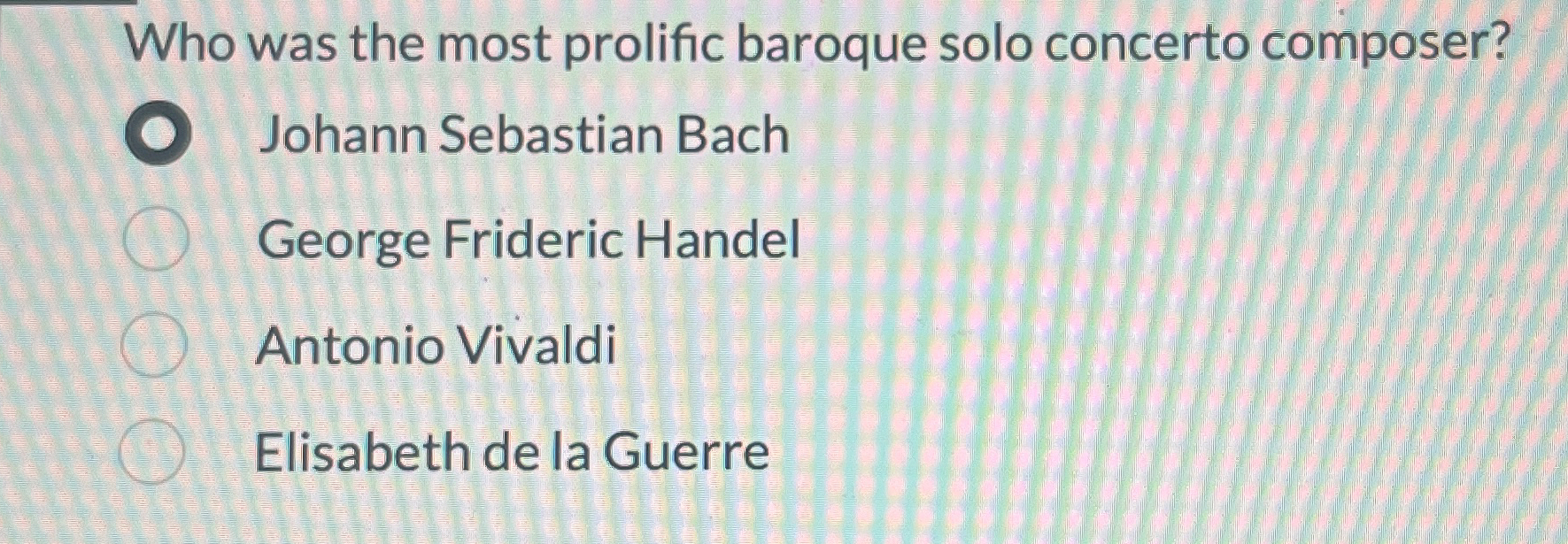 Solved Who was the most prolific baroque solo concerto | Chegg.com