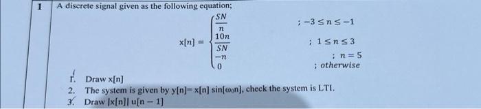 Solved A discrete signal given as the following equation; | Chegg.com