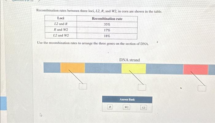 Solved Recombination rates between three loci, L2, R, and | Chegg.com