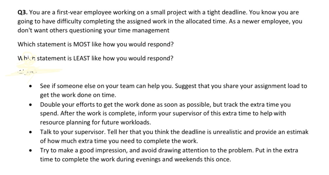 Solved Q3. ﻿You are a first-vear employee working on a small | Chegg.com