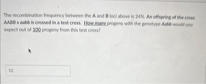 Solved The recombination frequency between the A and B loci | Chegg.com