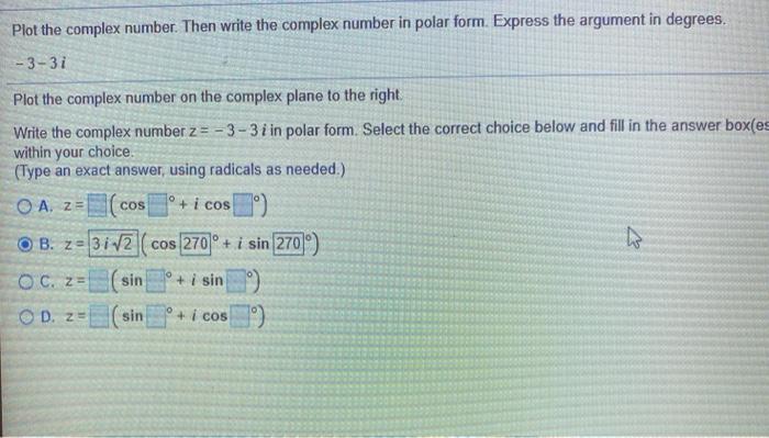 Solved Plot the complex number. Then write the complex | Chegg.com