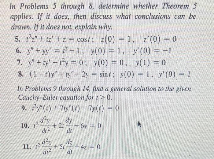 Solved In Problems 5 through 8, determine whether Theorem 5 | Chegg.com