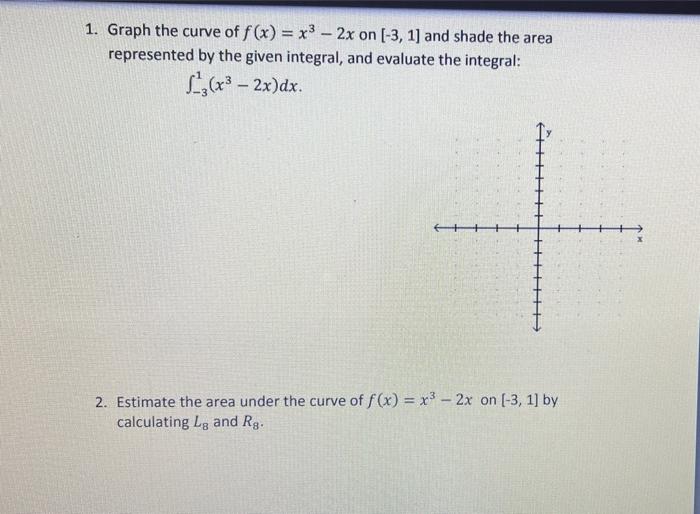 Solved - 1. Graph the curve of f(x) = x3 - 2x on (-3, 1) and | Chegg.com