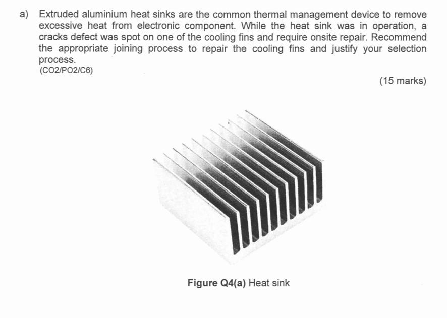 Solved a) Extruded aluminium heat sinks are the common | Chegg.com