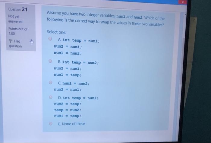 Solved Question 21 Not yet answered Assume you have two | Chegg.com