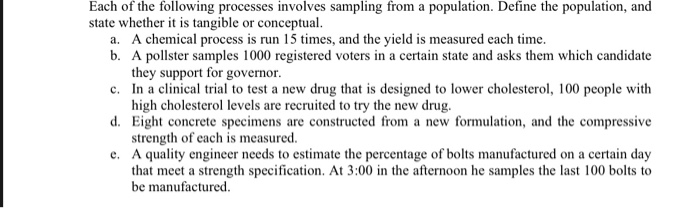 Solved Each of the following processes involves sampling | Chegg.com