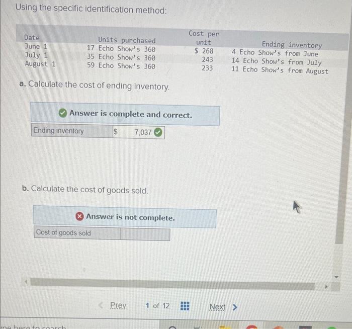 Solved Using the specific identification method: a. | Chegg.com