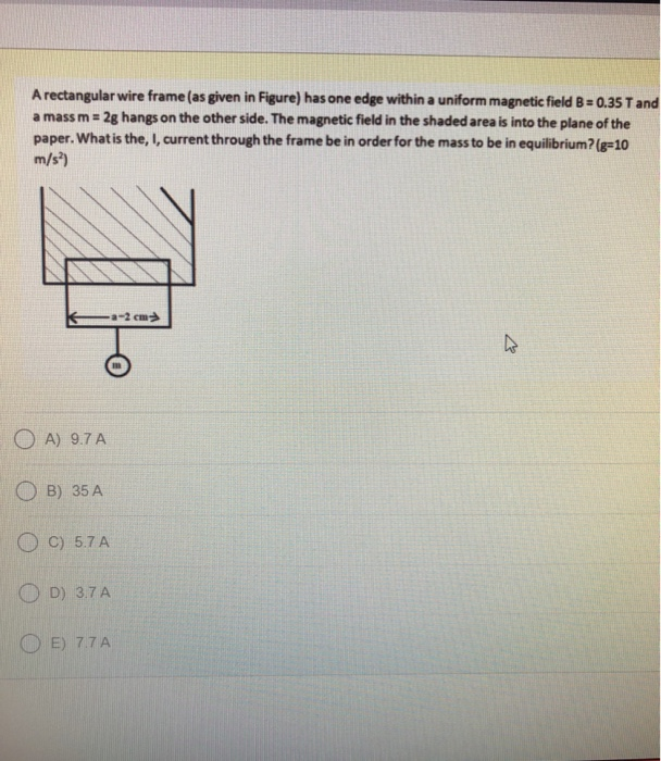 Solved A rectangular wire frame (as given in Figure) has one | Chegg.com