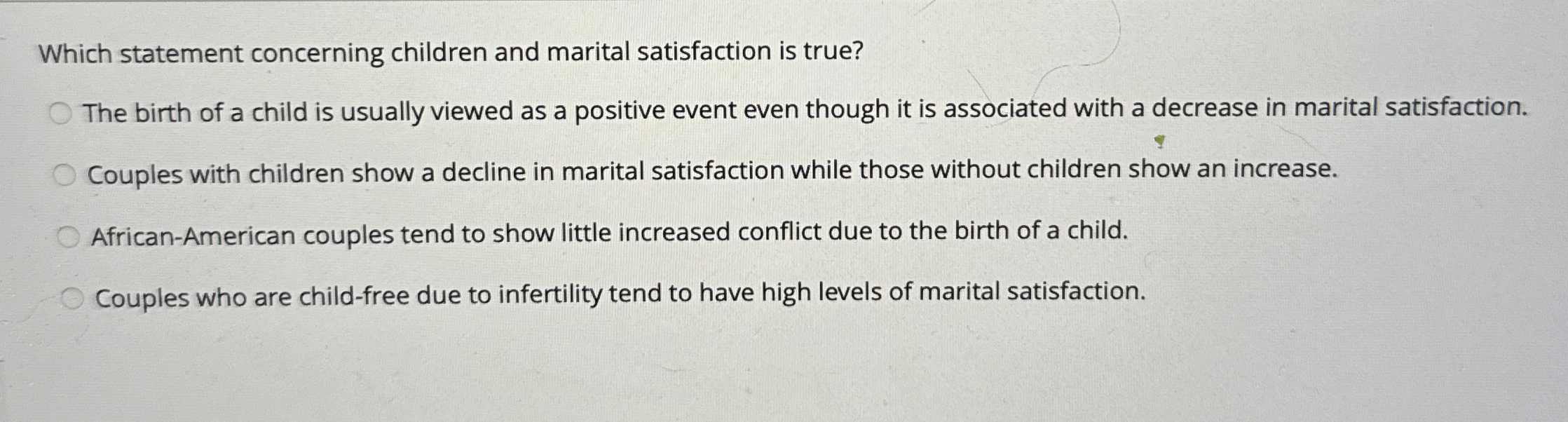Solved Which statement concerning children and marital | Chegg.com