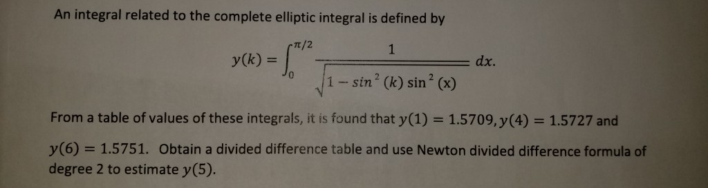 Solved An integral related to the complete elliptic integral | Chegg.com