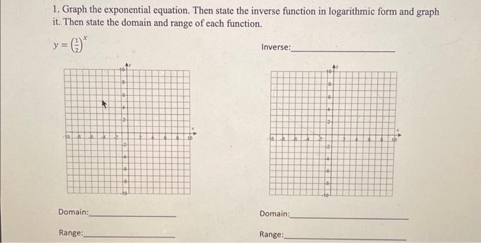 Solved 1. Graph the exponential equation. Then state the | Chegg.com