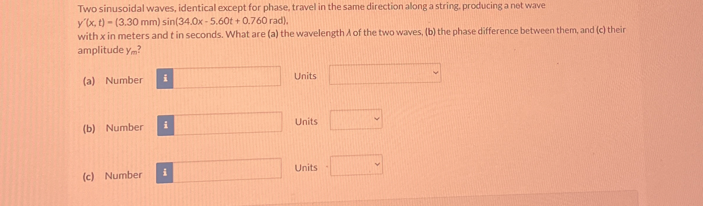 Solved Two sinusoidal waves, identical except for phase, | Chegg.com