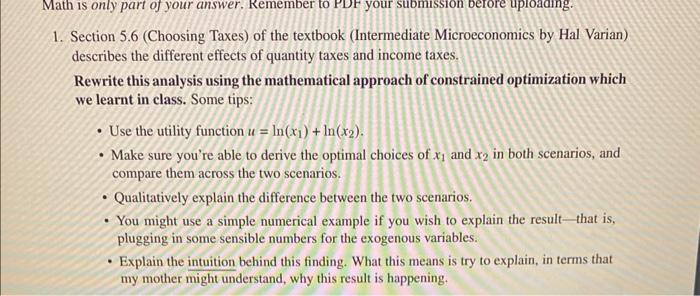 Solved 1. Section 5.6 (Choosing Taxes) of the textbook | Chegg.com