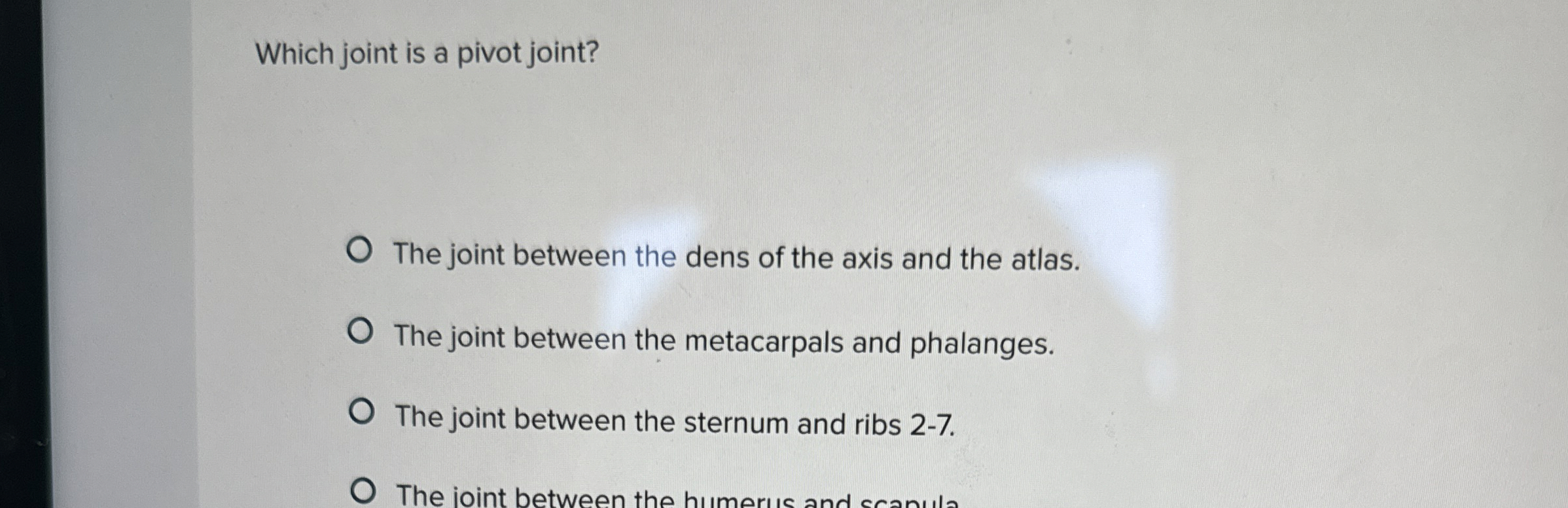 Solved Which joint is a pivot joint?The joint between the | Chegg.com