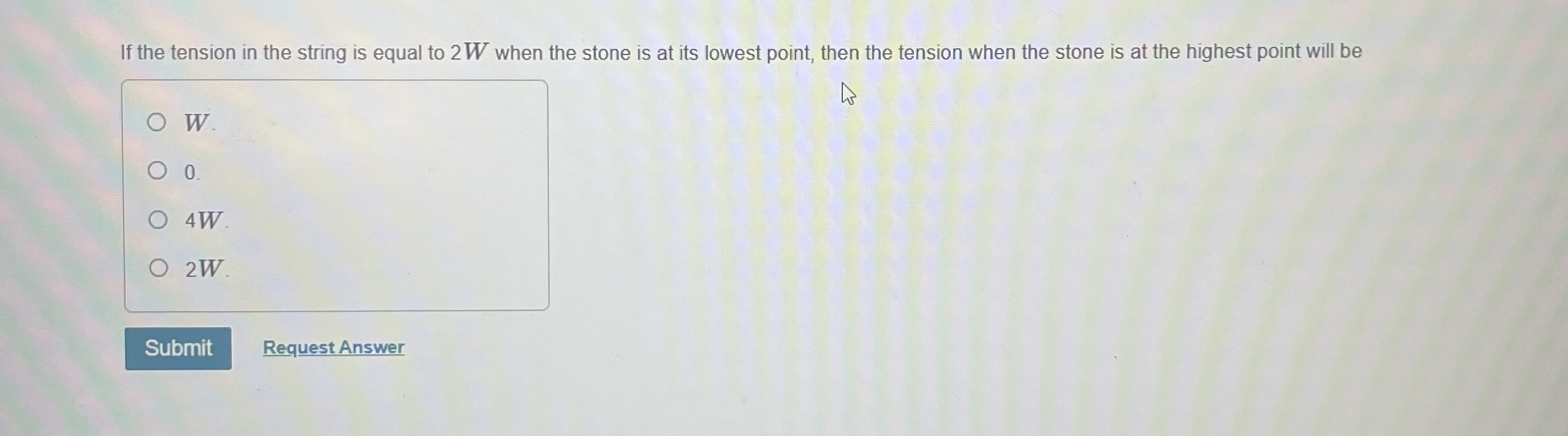 Solved If the tension in the string is equal to 2W ﻿when the | Chegg.com