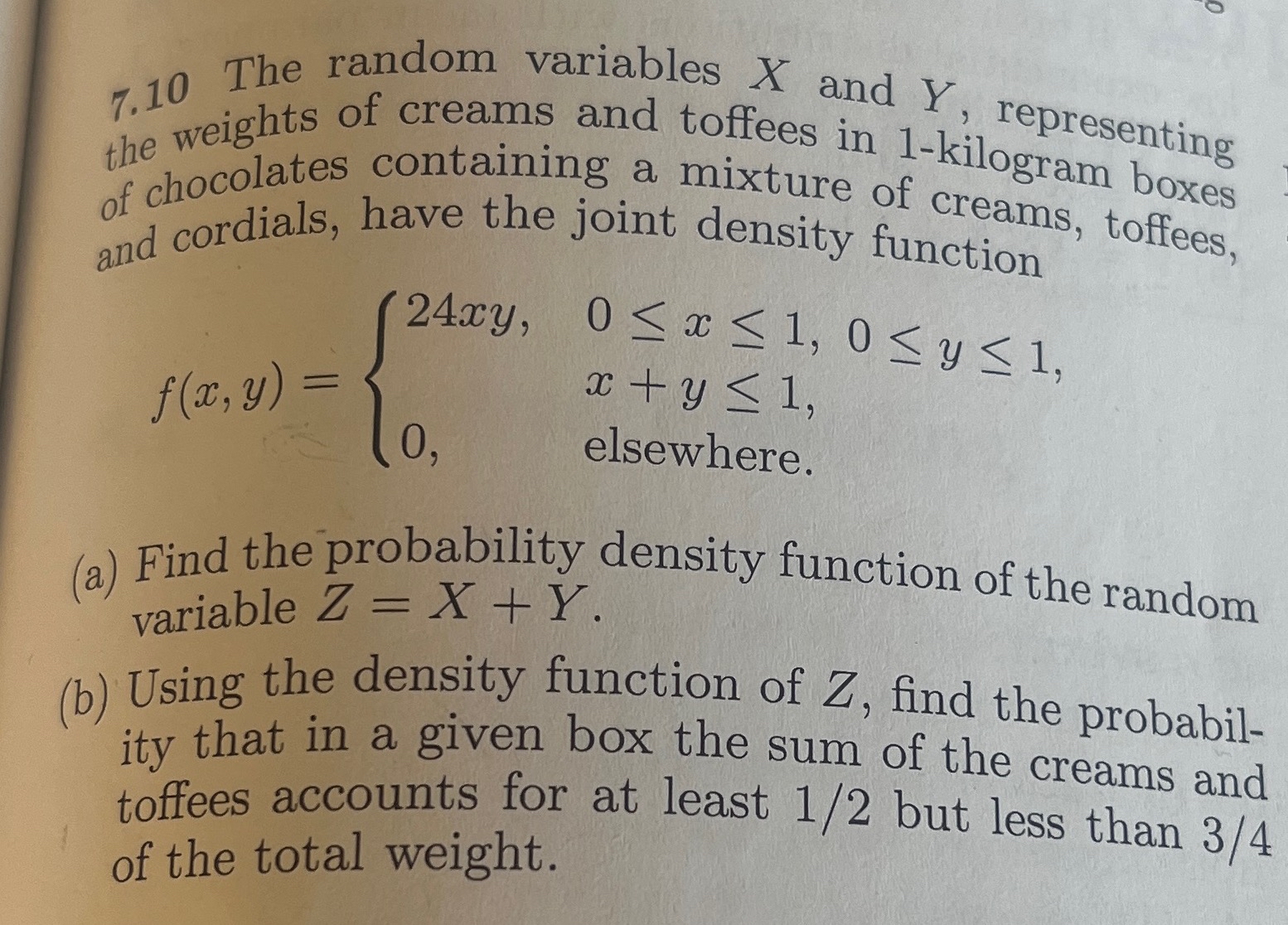 Solved 7.10 ﻿The random variables x ﻿and Y, ﻿representing | Chegg.com