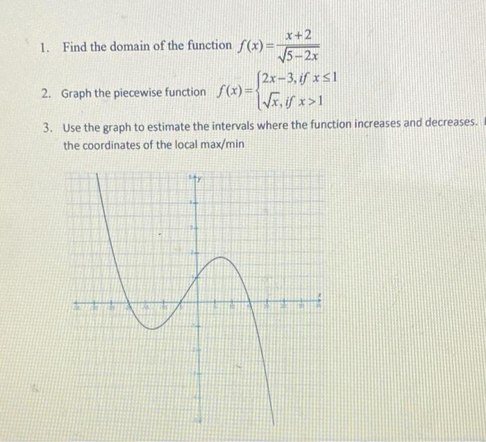 Solved x+2 1. Find the domain of the function f(x) = 5 - 2x | Chegg.com