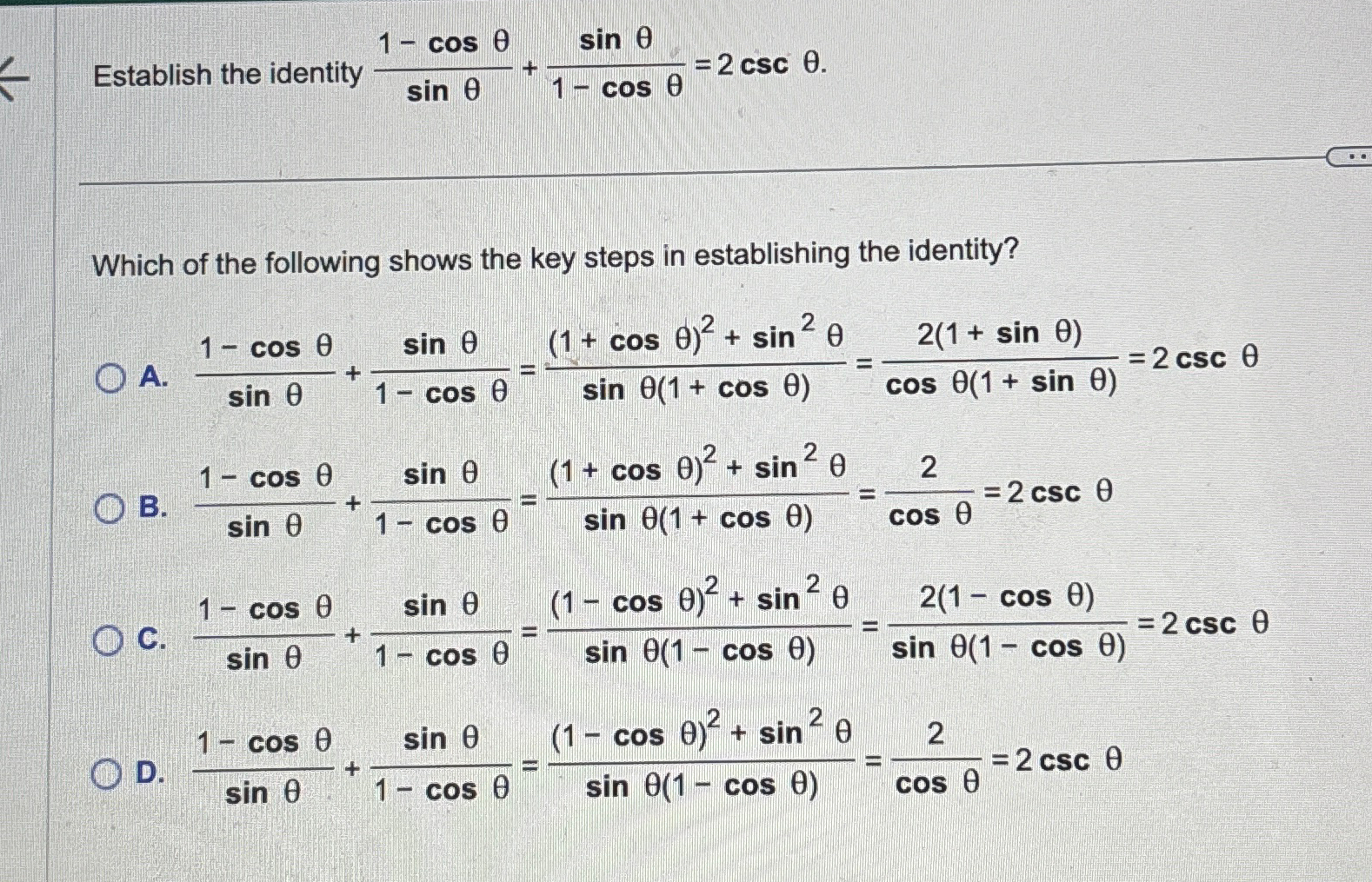 Solved Establish the identity | Chegg.com