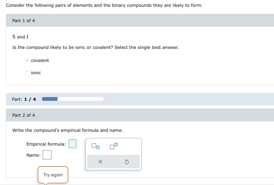 Solved Consider the following pairs of elements and the | Chegg.com