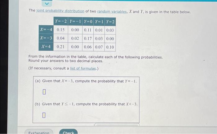 Solved The joint probability distribution of two random | Chegg.com