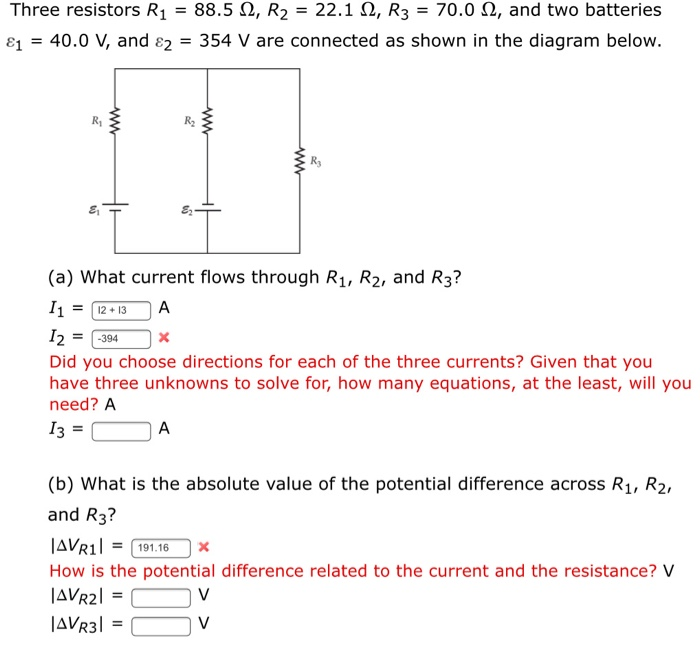 Solved Three resistors R1 = 88.5 Ω, R2 = 22.1 Ω, R3 = 70.0 | Chegg.com