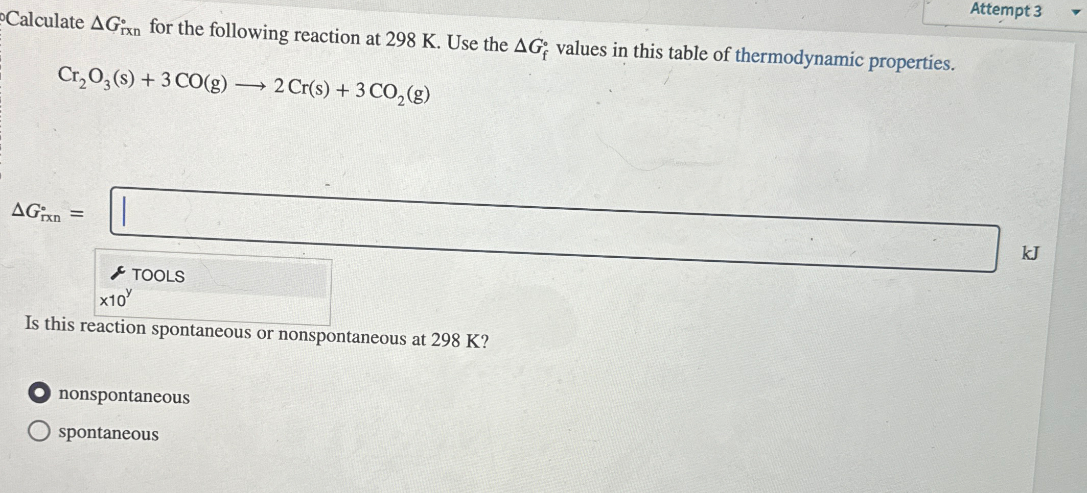 Solved ° ﻿Calculate ΔGrxn° ﻿for the following reaction at | Chegg.com