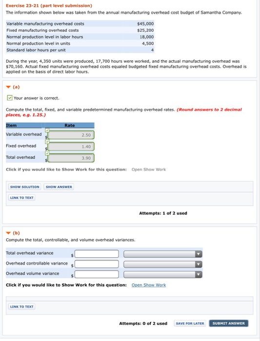 Solved Exercise 23-21 (part level submission) The | Chegg.com