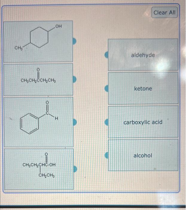 Solved Clear All aldehyde ketone carboxylic acid | Chegg.com