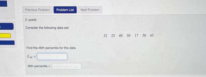 Solved (1 point) Consider the following data set: Find the | Chegg.com