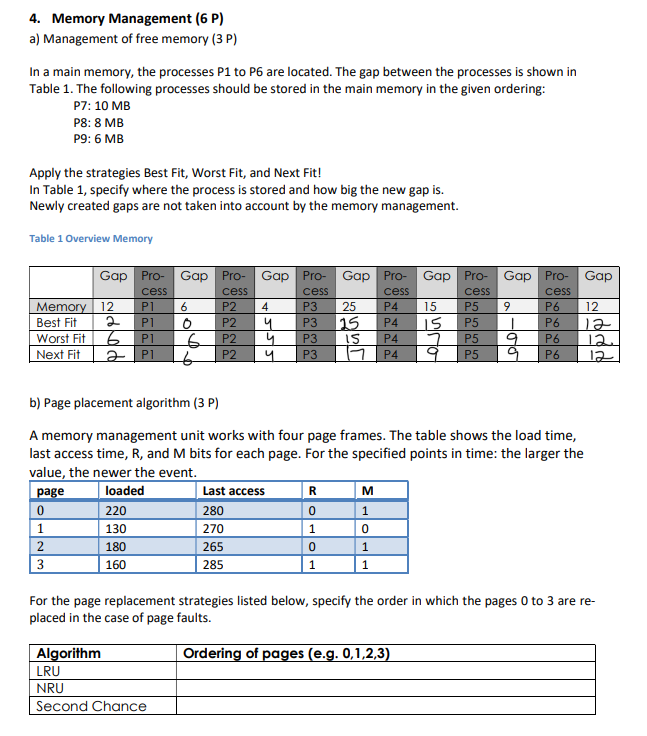 Solved 4. Memory Management (6 P)a) Management of free | Chegg.com Solved 4. Memory Management (6 P)a) Management of free | Chegg.com