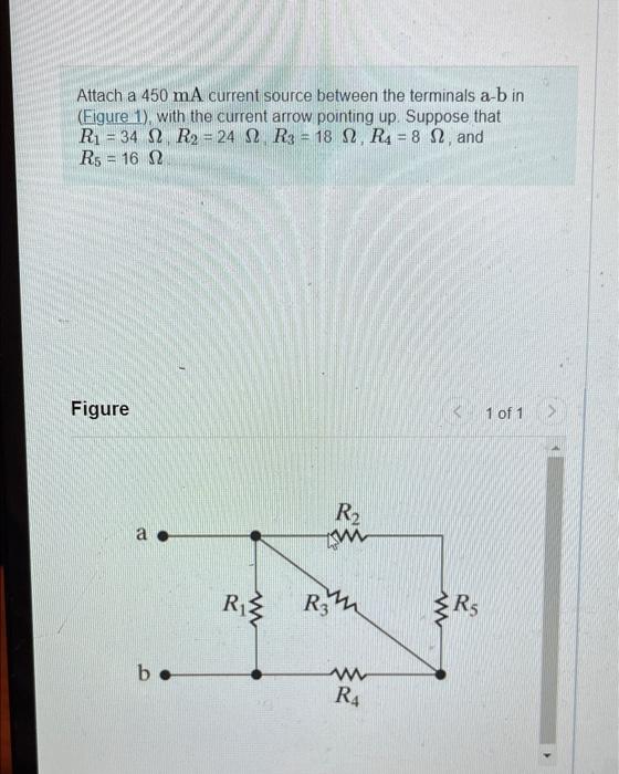 Solved Attach a 450 mA current source between the terminals | Chegg.com