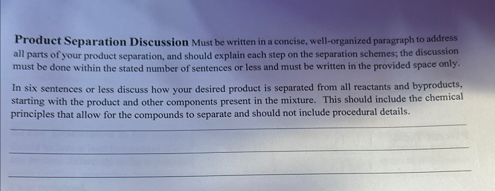 Solved Product Separation Discussion Must be written in a | Chegg.com