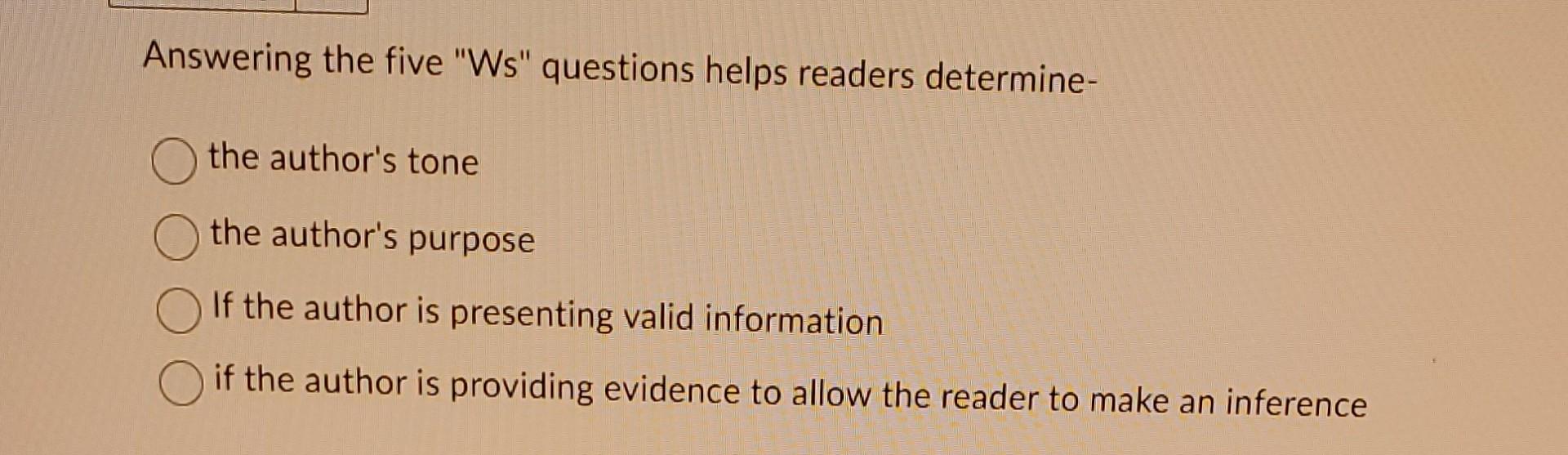 Answering the five "Ws" questions helps readers | Chegg.com