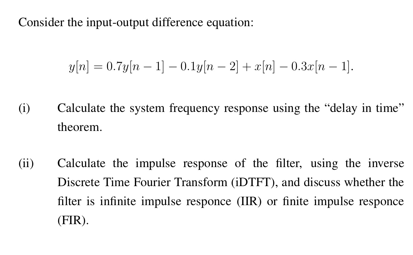 Solved Consider the input-output difference | Chegg.com