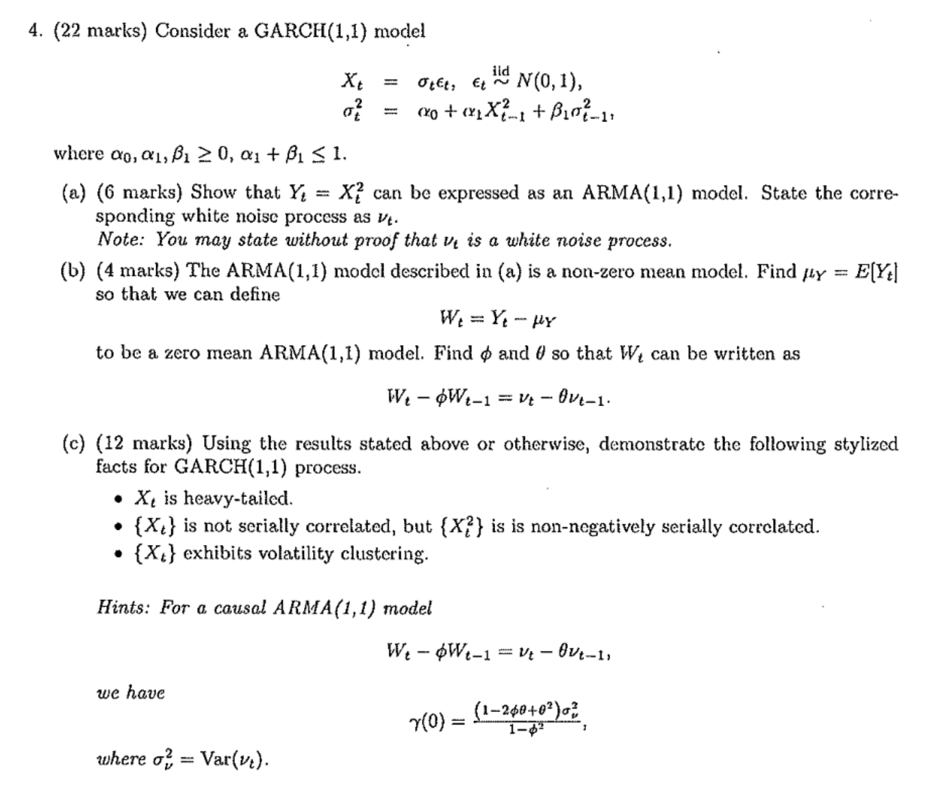 Solved (22 ﻿marks) ﻿Consider a GARCH(1,1) | Chegg.com