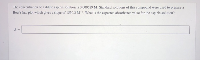 Solved The concentration of a dilute aspirin solution is | Chegg.com