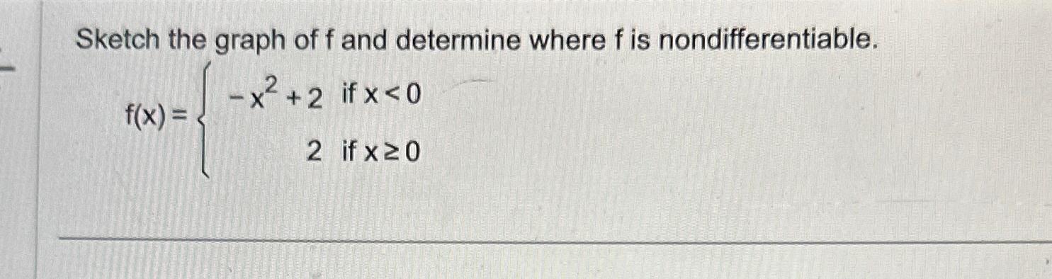 Solved Sketch the graph of f ﻿and determine where f ﻿is | Chegg.com