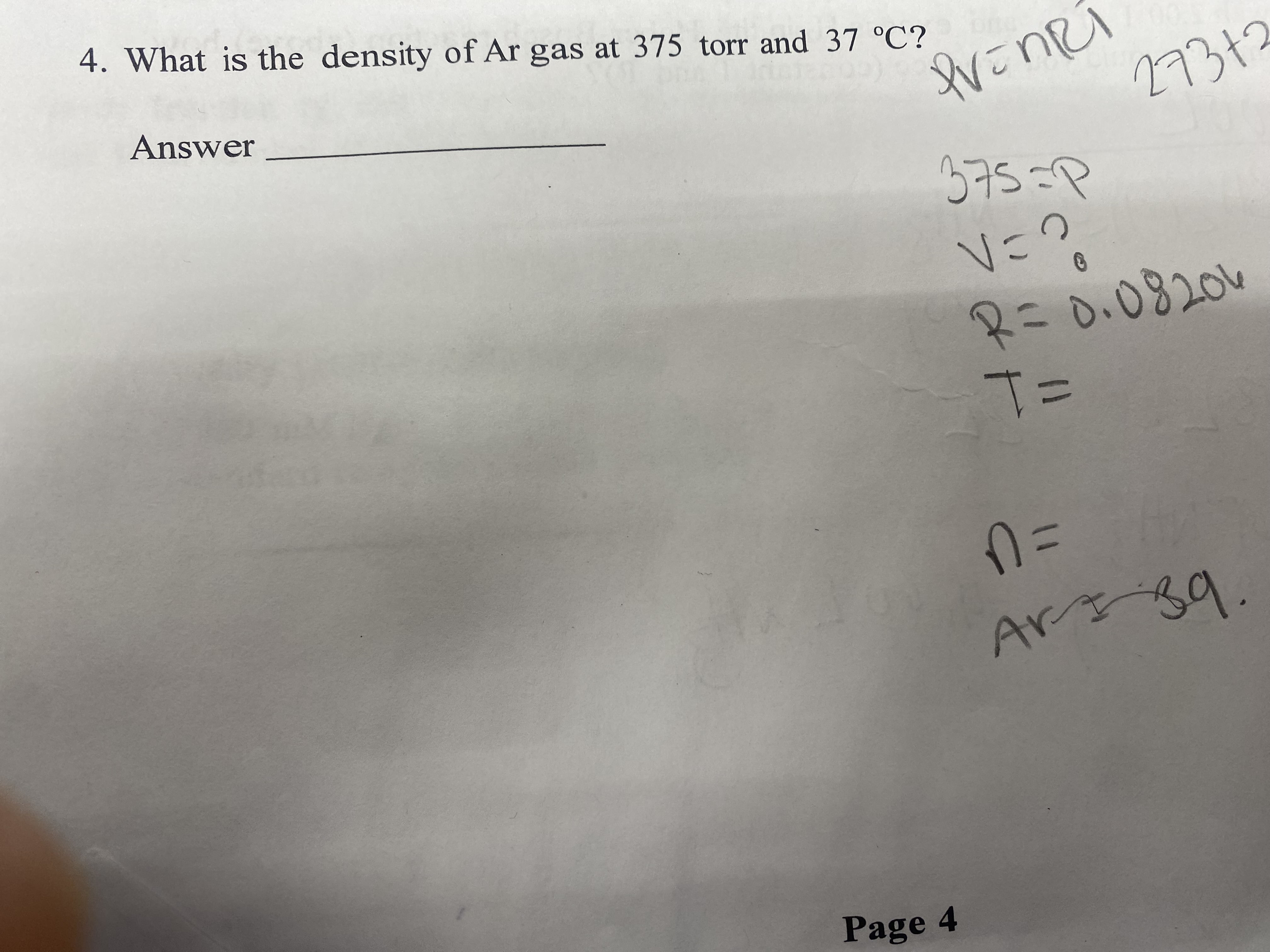 Solved What is the density of Ar gas at 375 ﻿torr and | Chegg.com