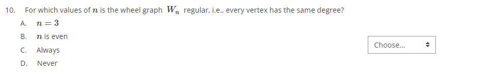 Solved For which values of n ﻿is the wheel graph Wn | Chegg.com