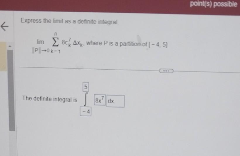 Solved Express the limit as a definite integral | Chegg.com