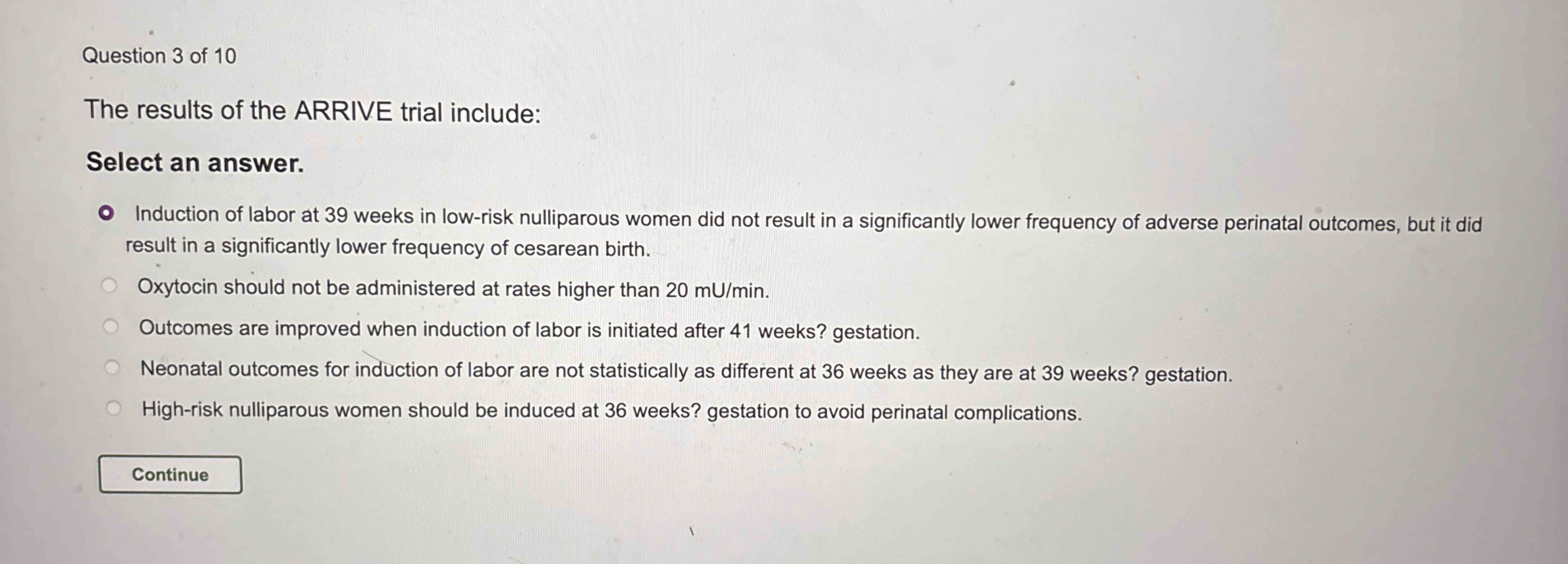Solved Question 3 ﻿of 10The results of the ARRIVE trial | Chegg.com