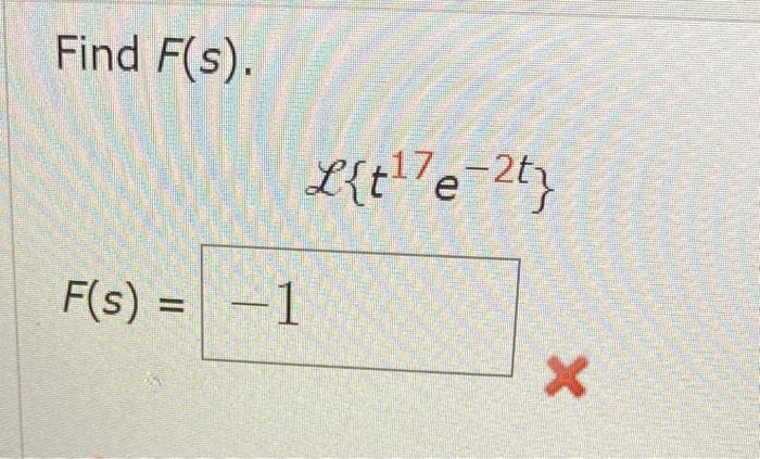 Solved Find F(s) F(s)=−1 | Chegg.com
