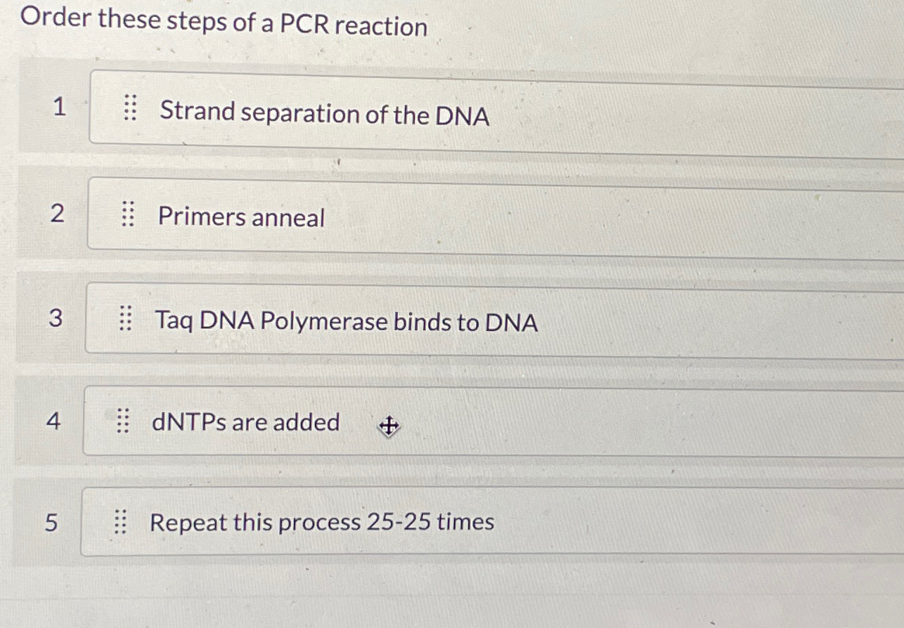 Solved Order these steps of a PCR reaction1:: Strand | Chegg.com