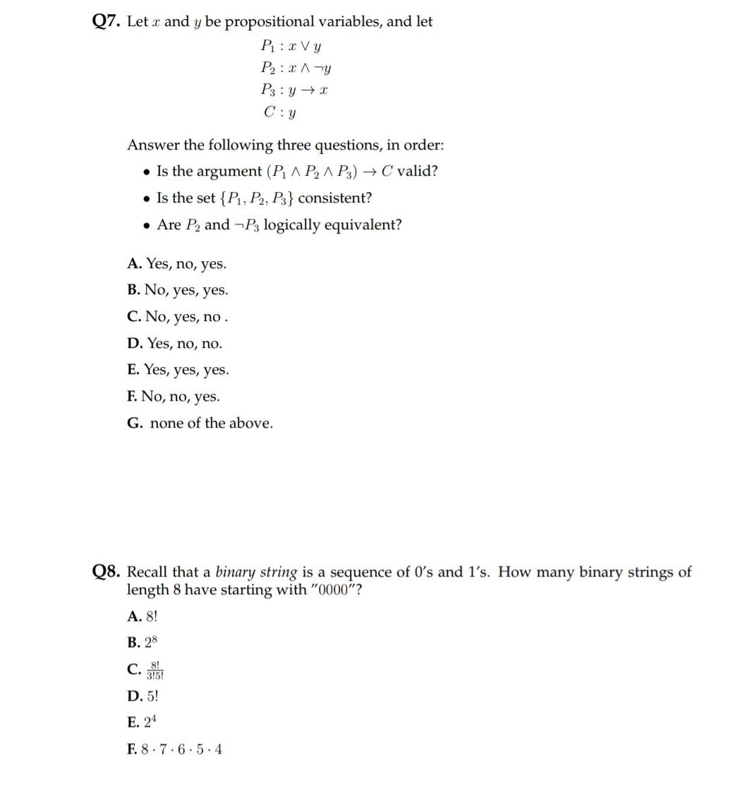 Solved Q7 Let X And Y Be Propositional Variables And Let 9402