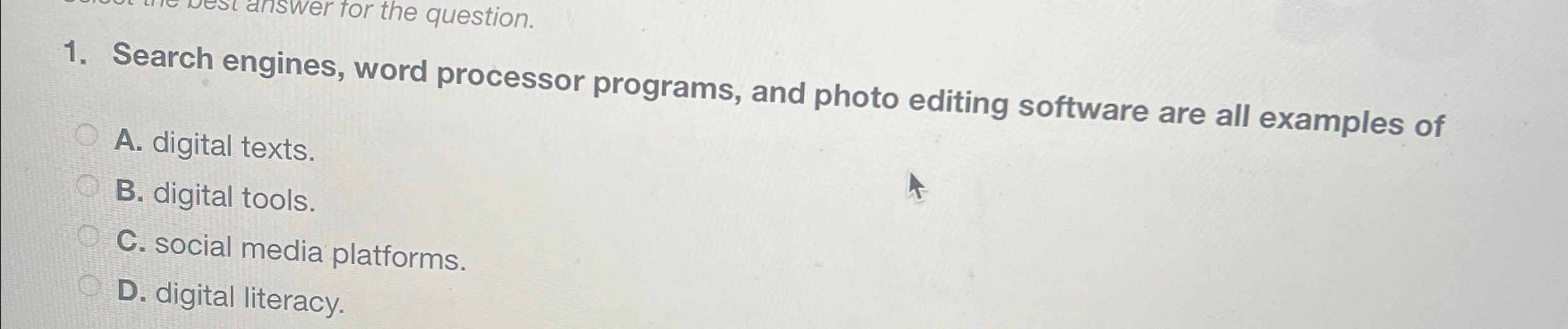 Solved Search engines, word processor programs, and photo | Chegg.com