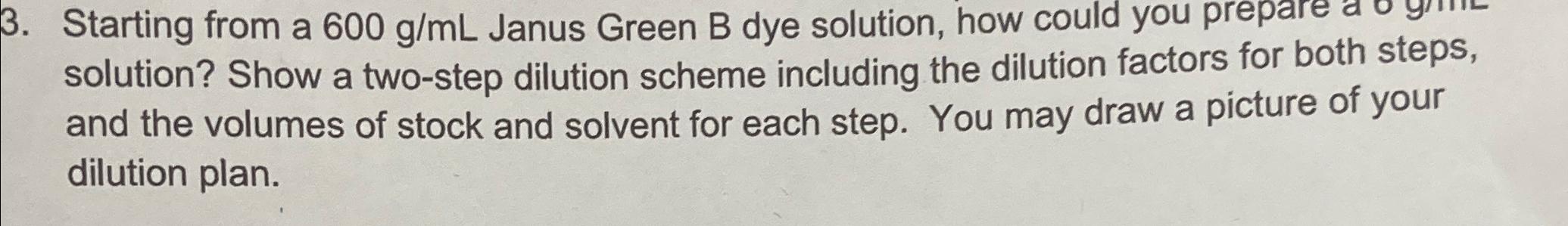 Solved solution? Show a two-step dilution scheme including | Chegg.com