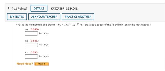 Solved 9. [-/2 points) DETAILS KATZPSEF1 39.P.046. MY NOTES | Chegg.com Solved 9. [-/2 points) DETAILS KATZPSEF1 39.P.046. MY NOTES | Chegg.com